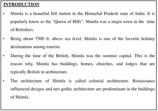 Colonial architectural style of shimla | PDF