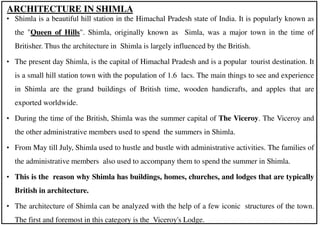 Colonial architectural style of shimla | PDF