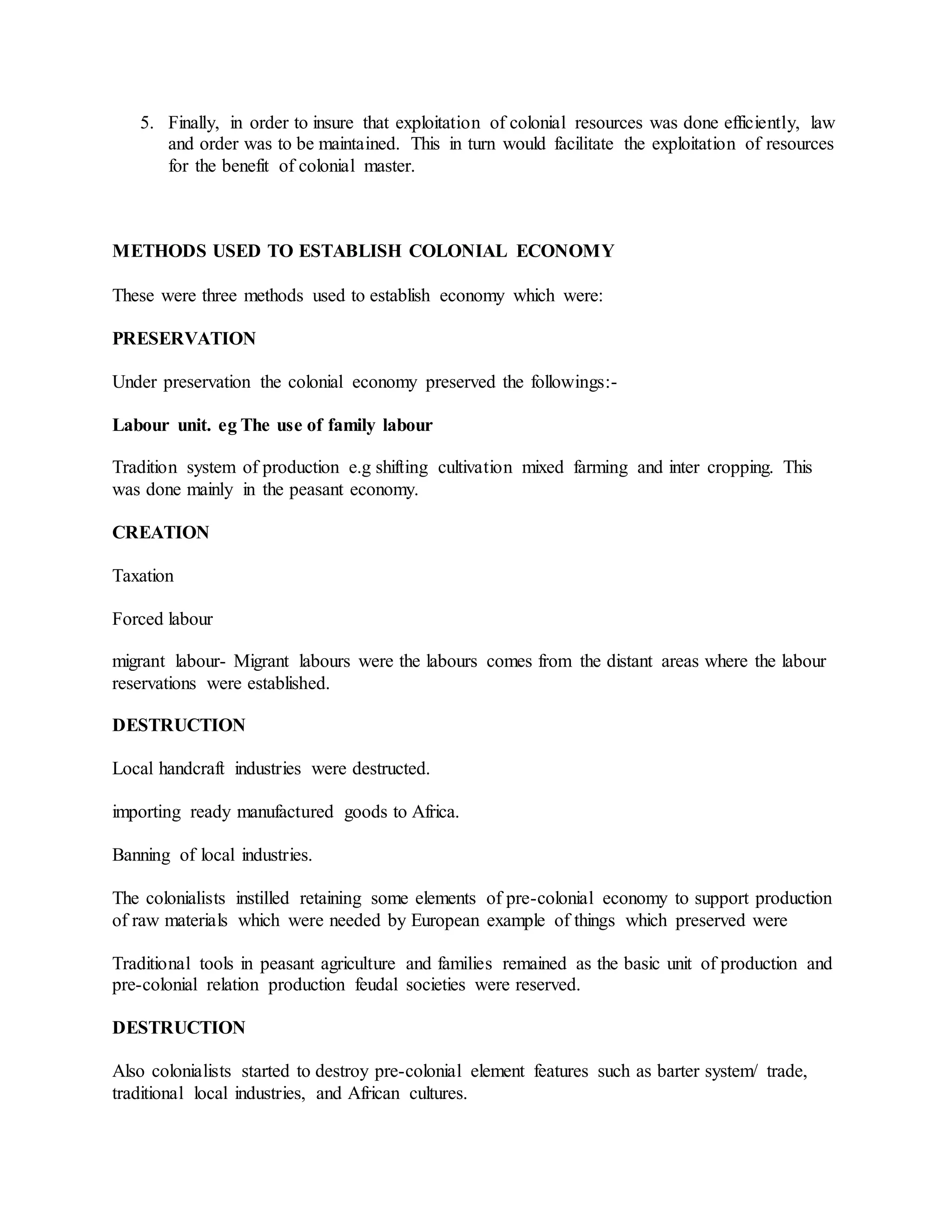 Colonial economy | DOCX