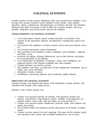 Colonial economy | DOCX