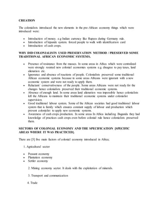 Colonial economy | DOCX