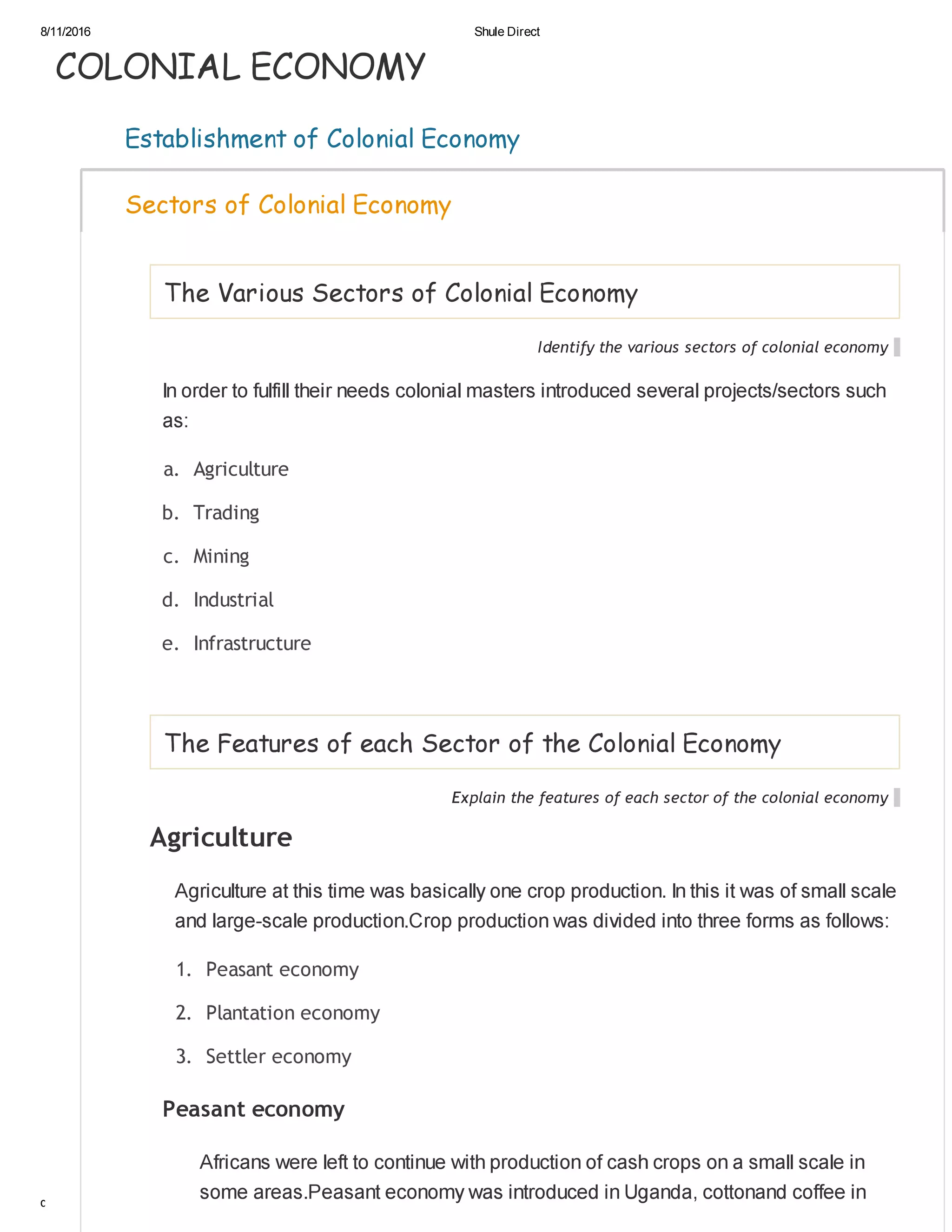 Colonial economy (2) | PDF