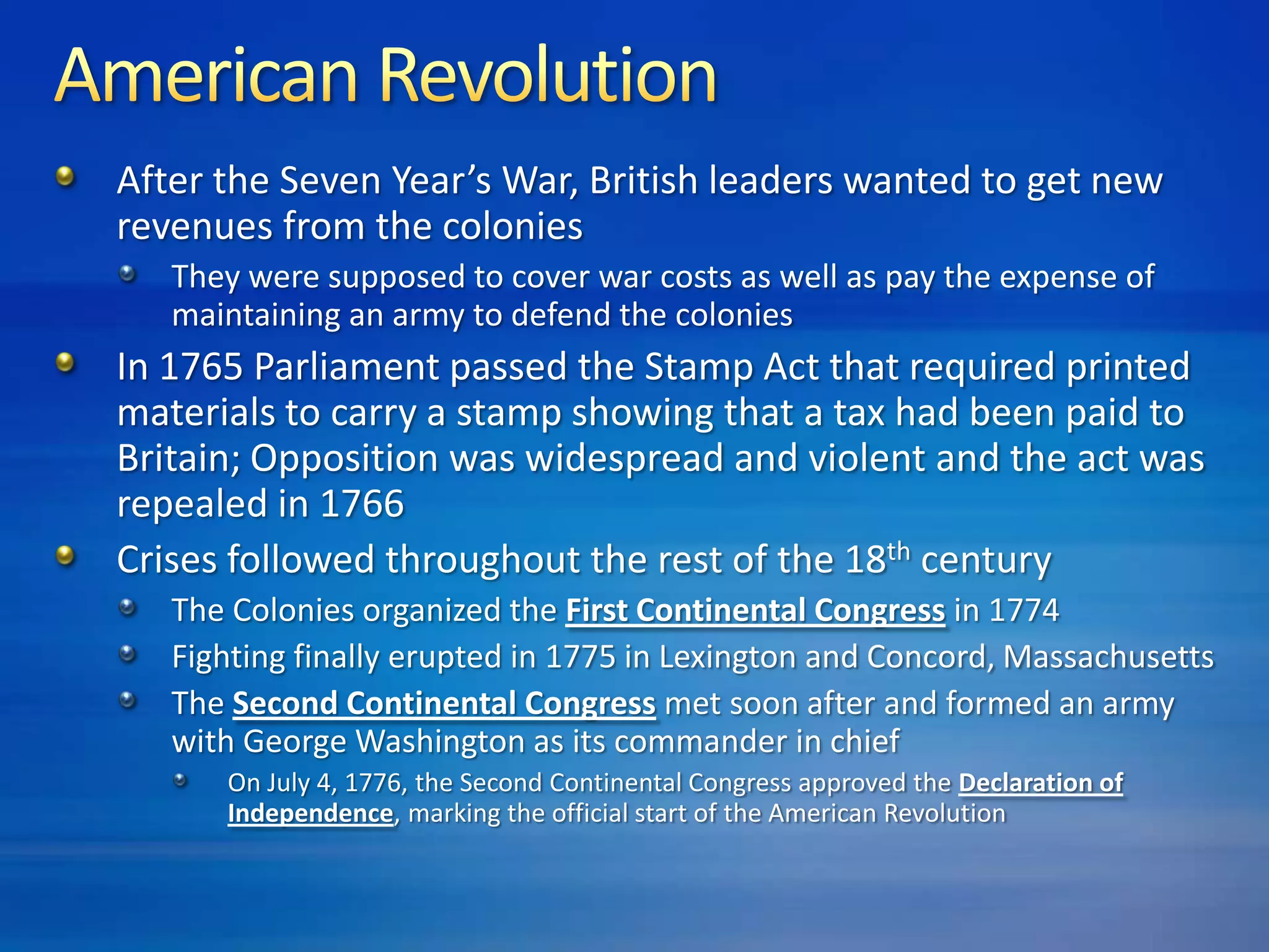 Colonial empires and the american revolution | PPTX