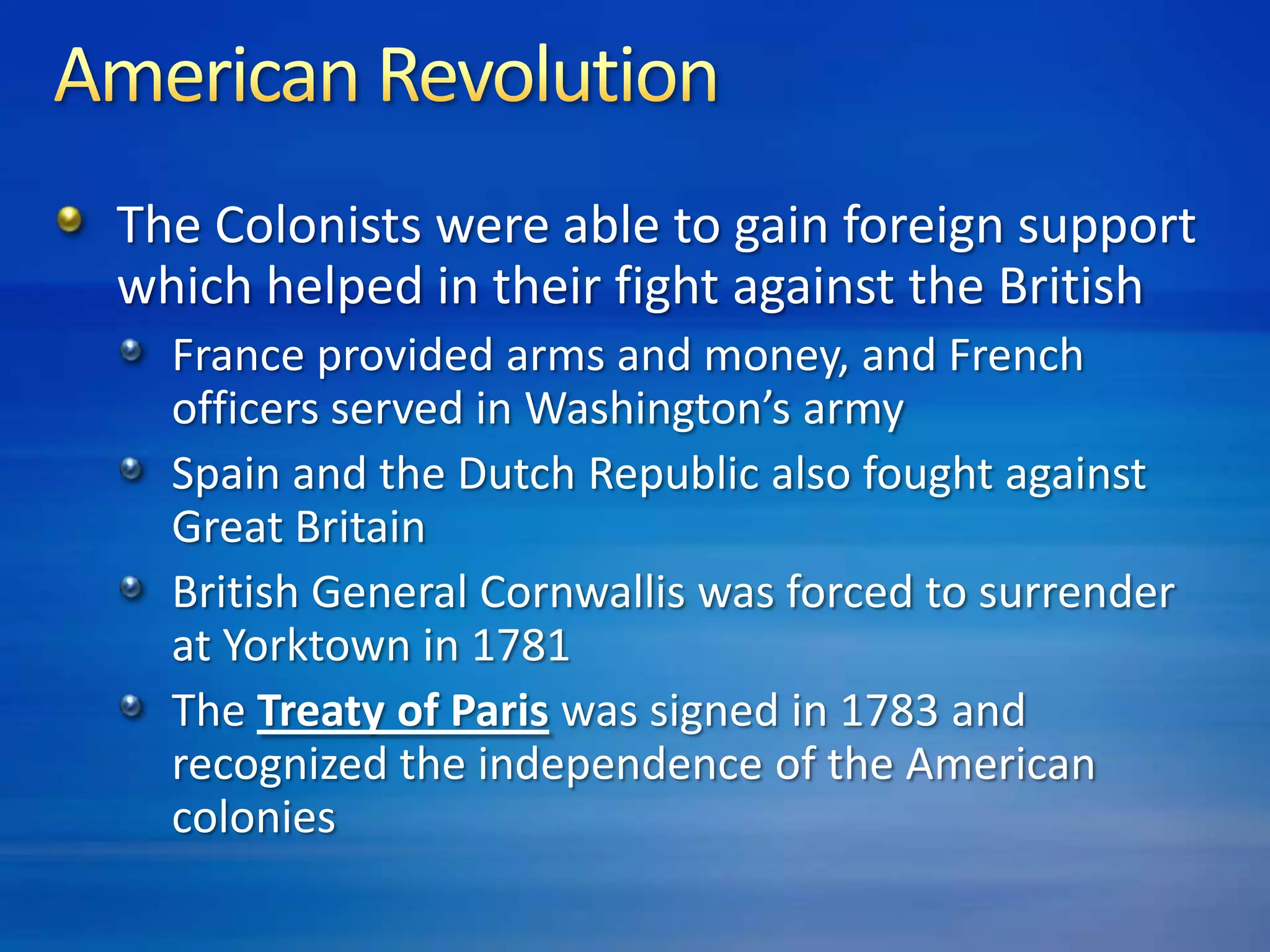 Colonial empires and the american revolution | PPTX