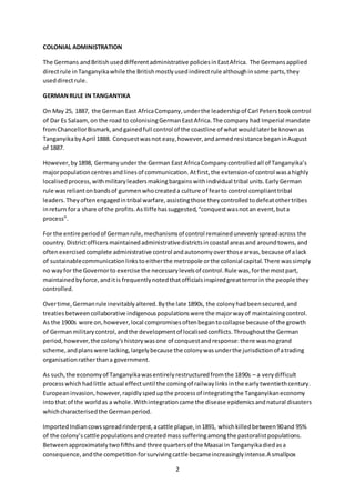 Colonial government in east africa | DOCX