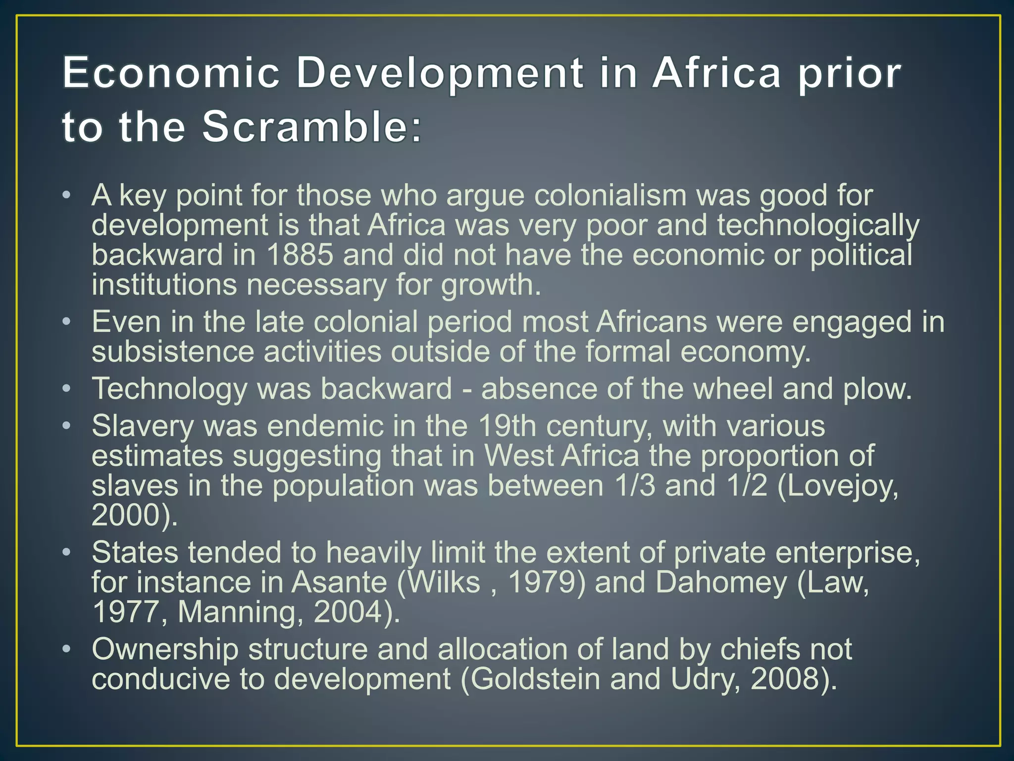 Colonialism and development in africa123 | PPTX