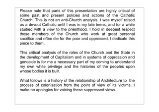 COLONIALISM AND THE ARCHITECTURE PROJECT | PPT