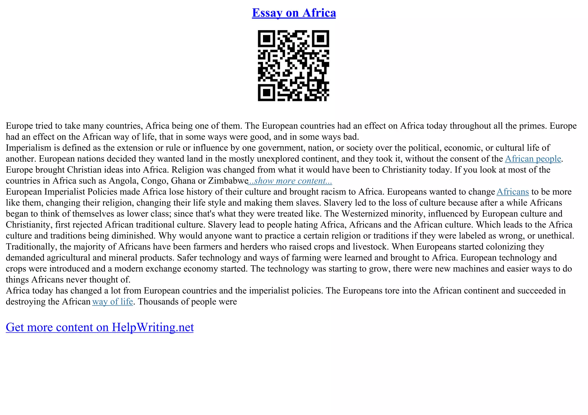 Colonialism In Africa Essay Example | PPT