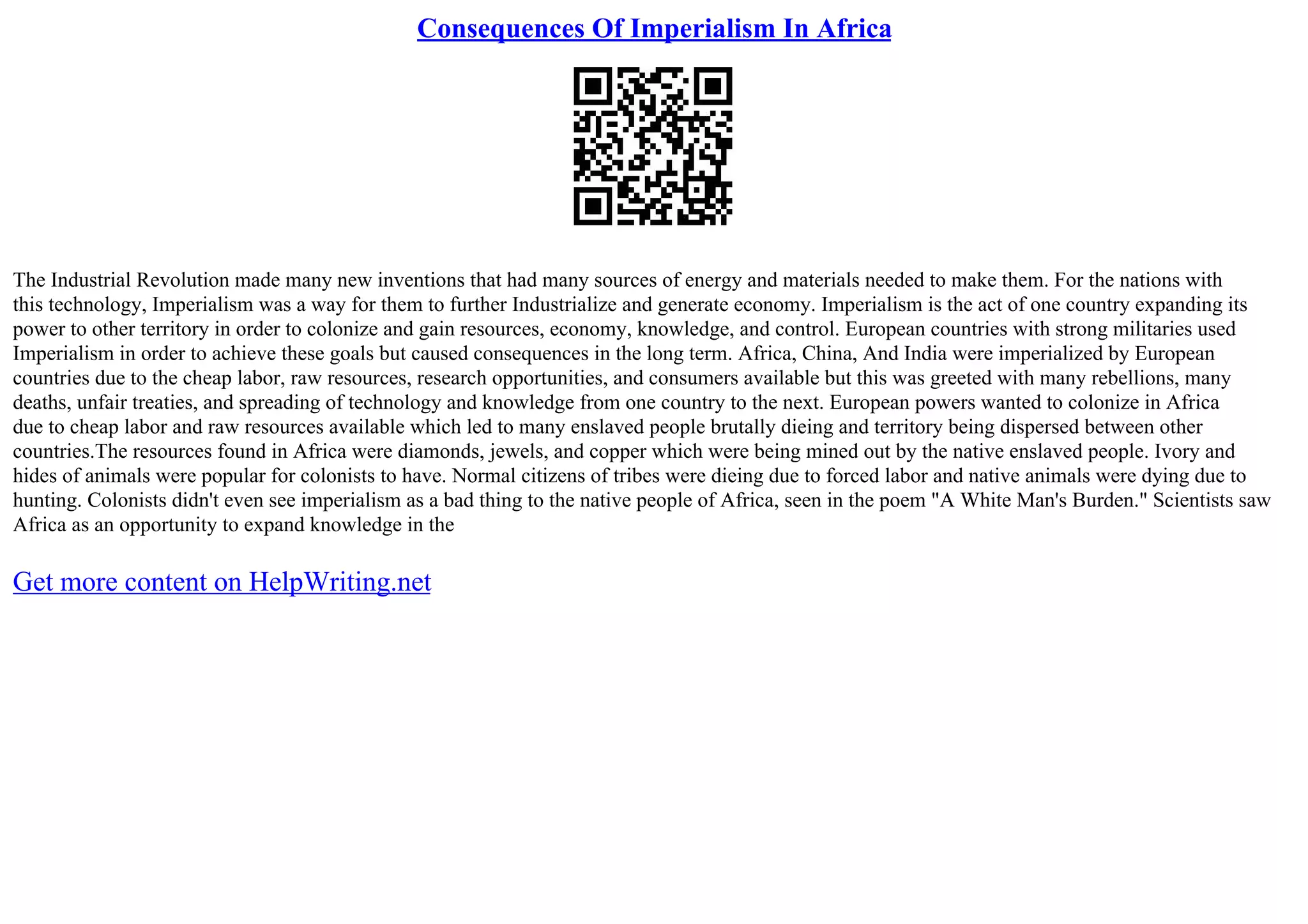 Colonialism In Africa Essay Example | PPT