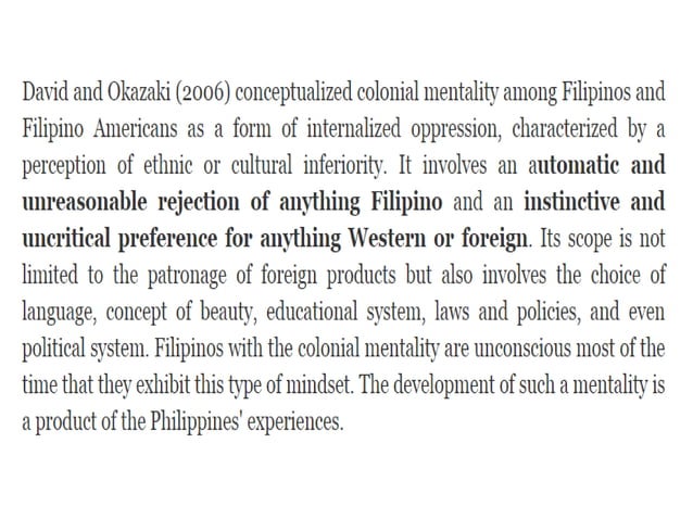 Colonial mentality | PPTX | Politics