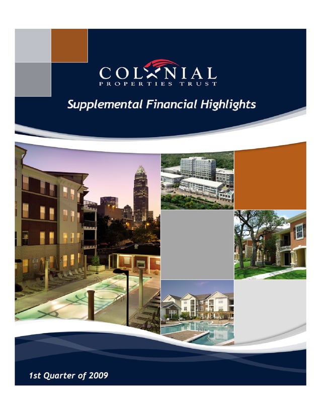Q1 2009 Earning Report of Colonial Properties Trust | PDF