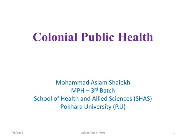 Colonial Public Health | PPT