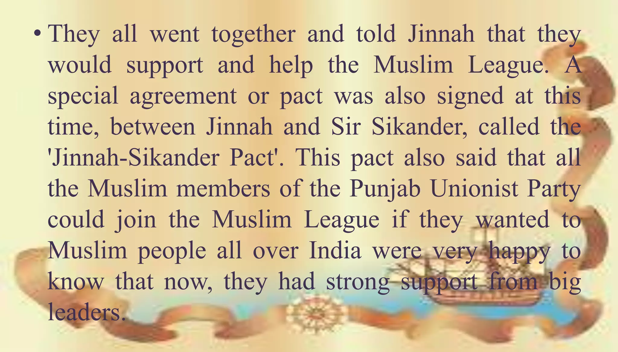 sikander-jinnah pact | PPTX