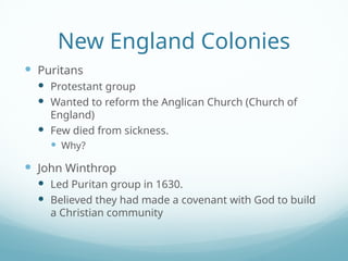 Colonial Regions in early American History | PPT