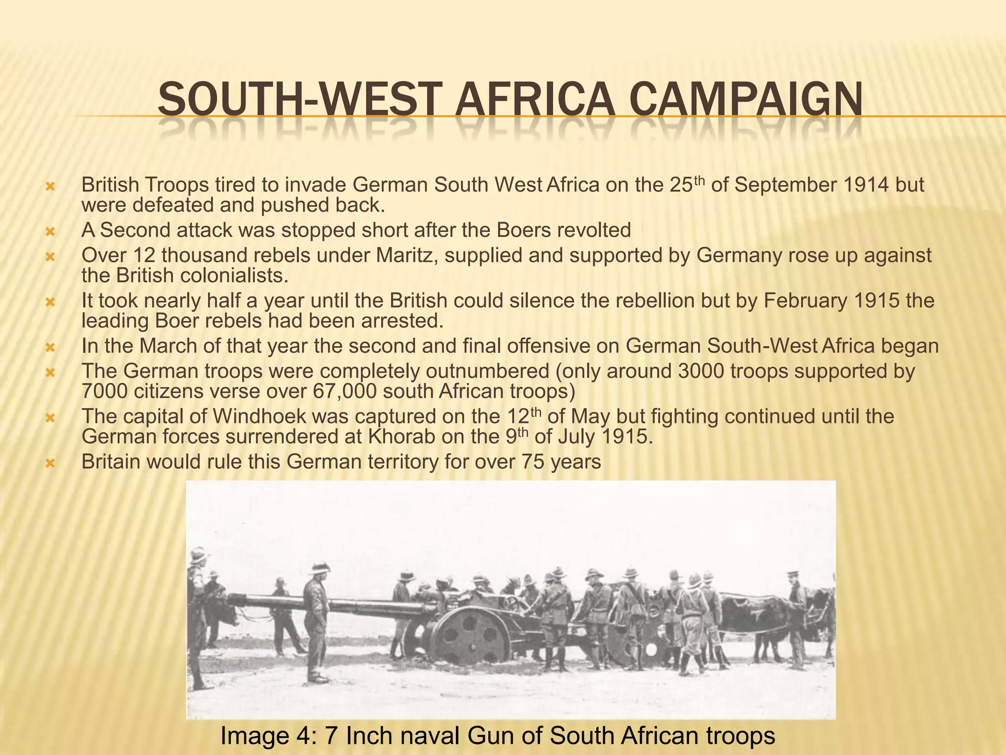 World War I: Colonial War And The War In The Middle East | PPTX