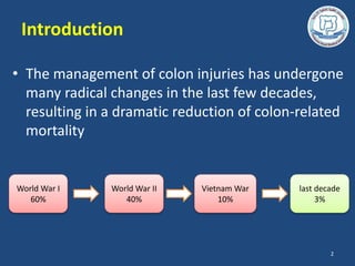 Colonic trauma, colon injury, colorectal trauma | PPTX