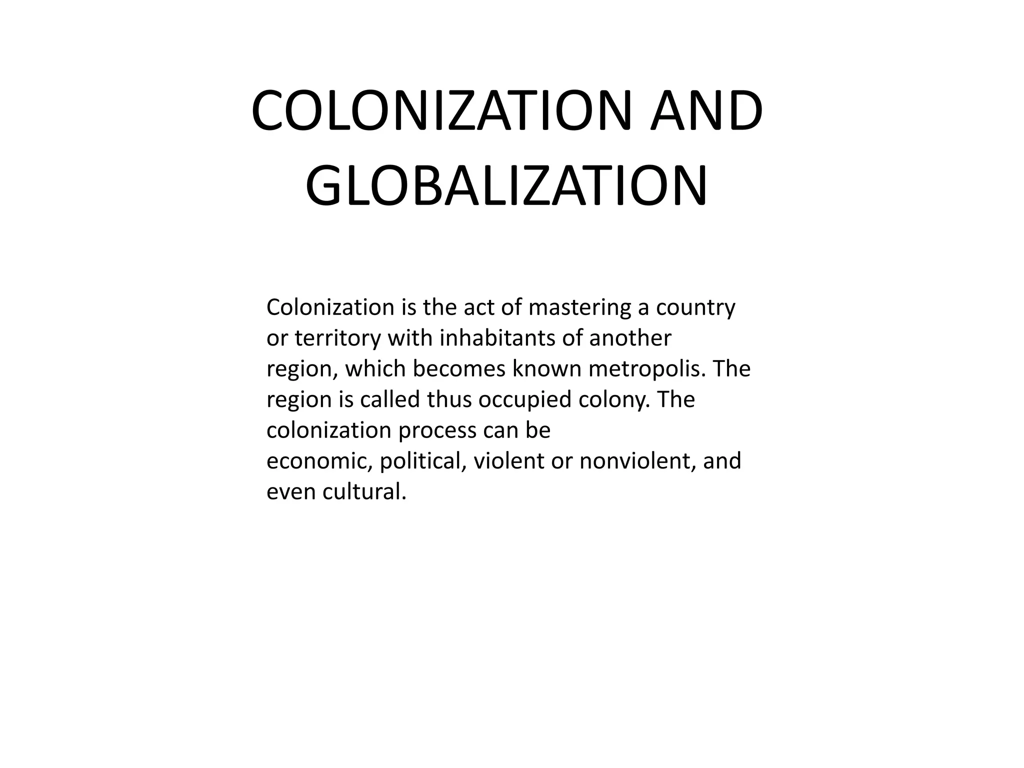 Colonization And Globalization[1] | PPTX | Geography | Science