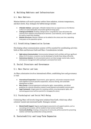 Colonization of Mars: Best Practices and Strategies | PDF
