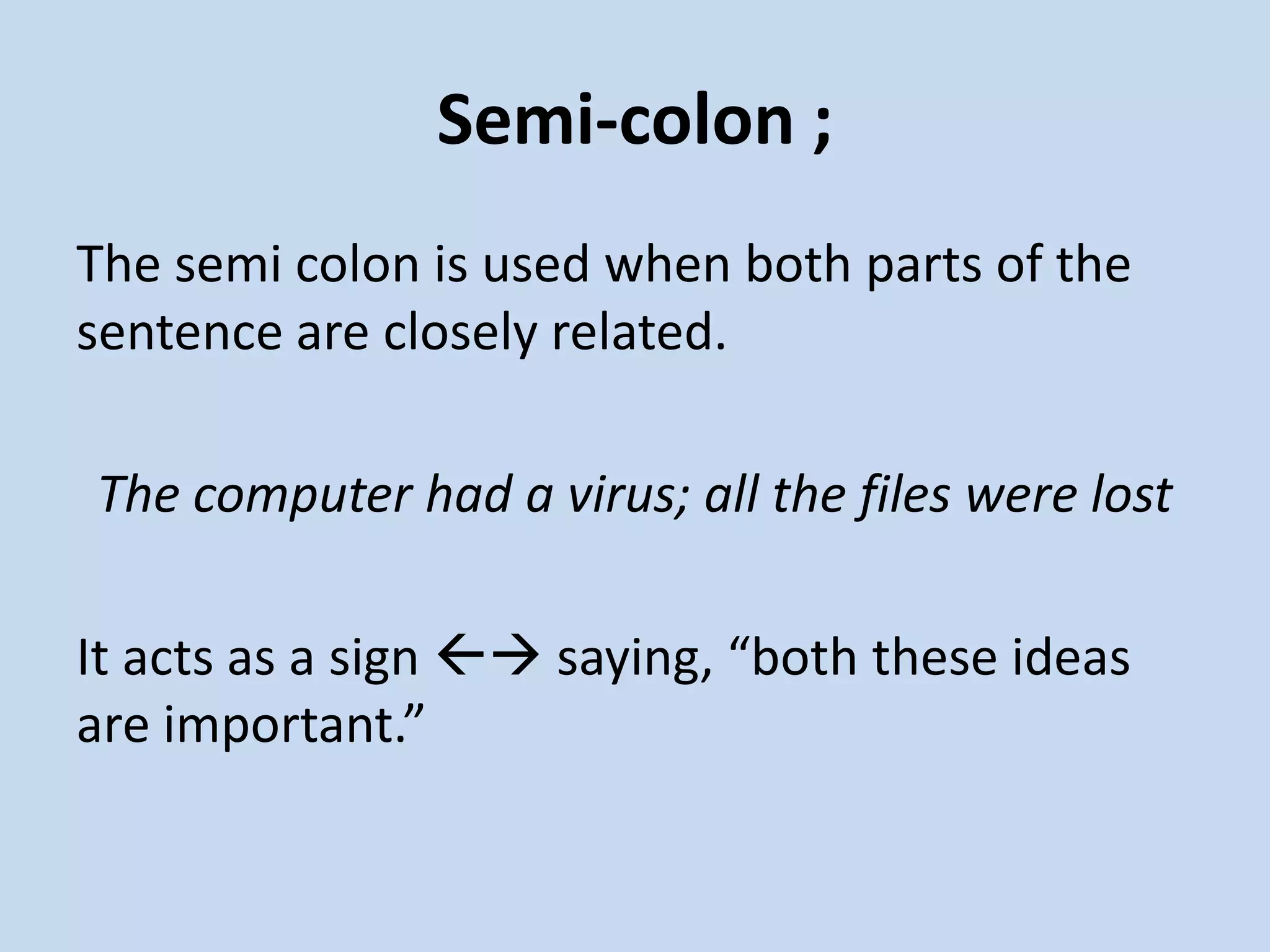 Colons and Semi-colons | PPTX