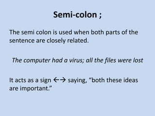 Colons and Semi-colons | PPTX