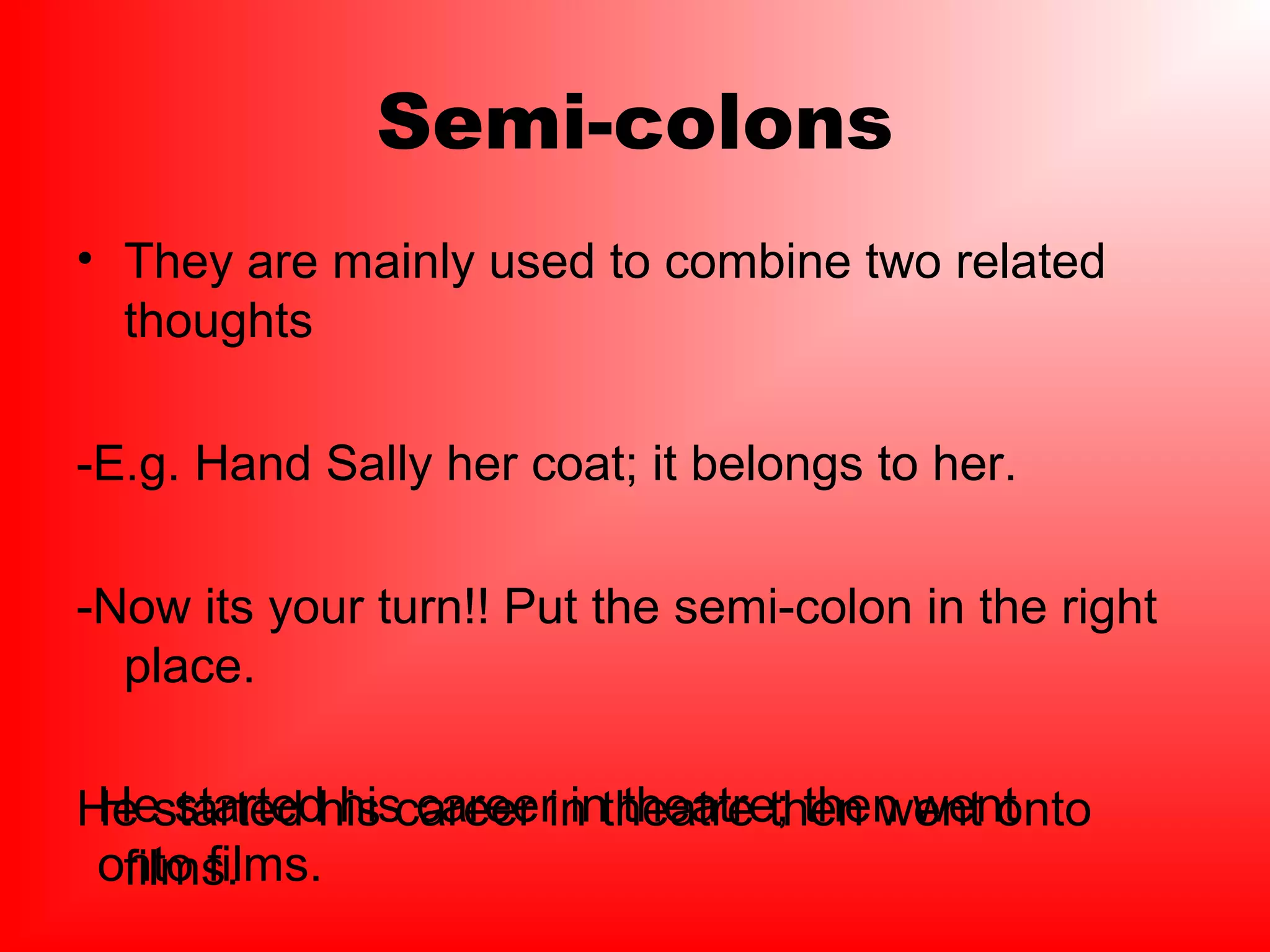 Colons and semi colons power point | PPT