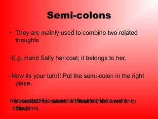 Colons and semi colons power point | PPT