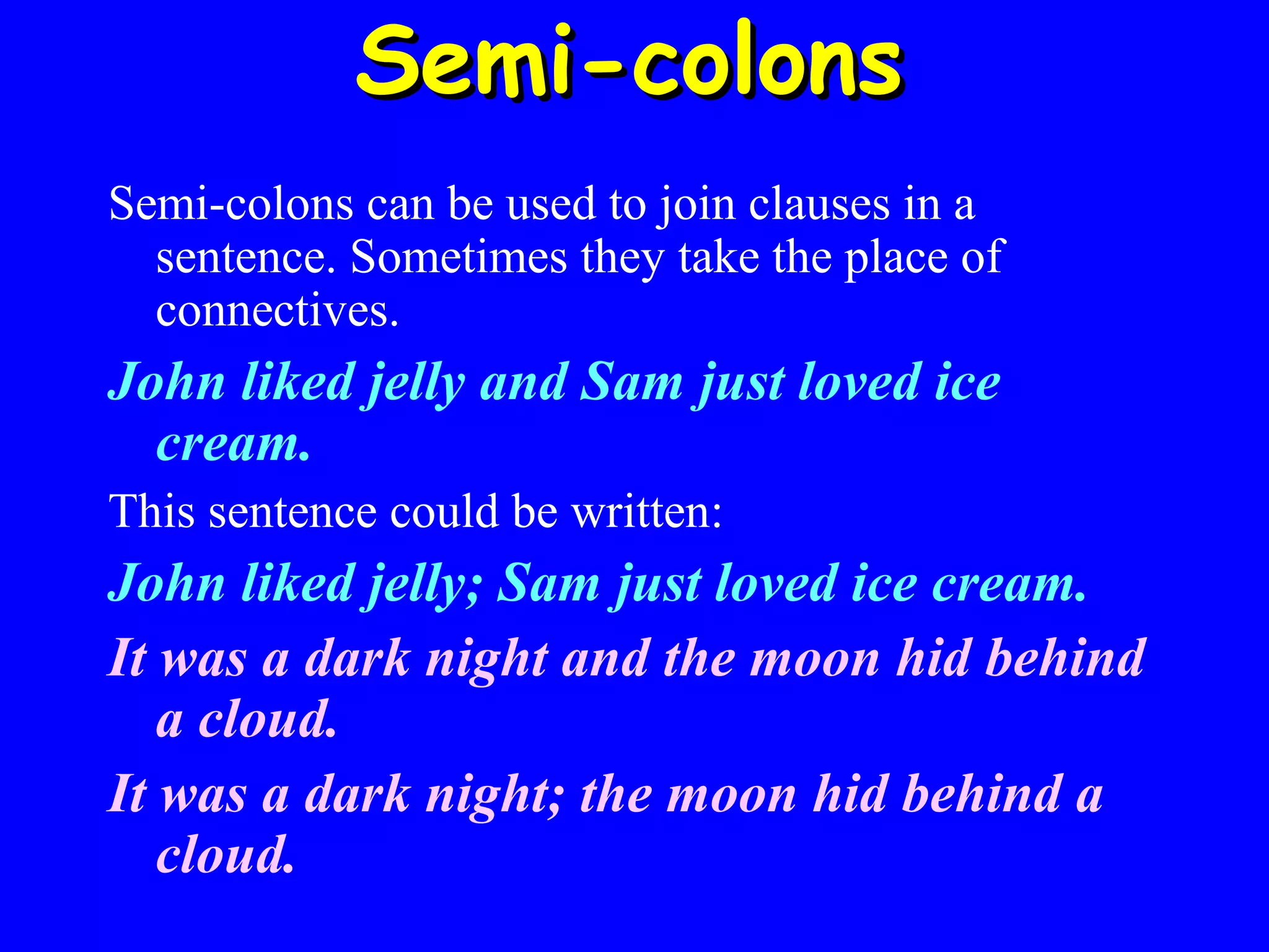 Colons and semicolons | PPT