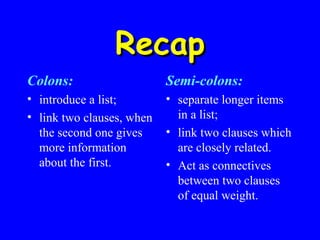 Colons and semicolons | PPT