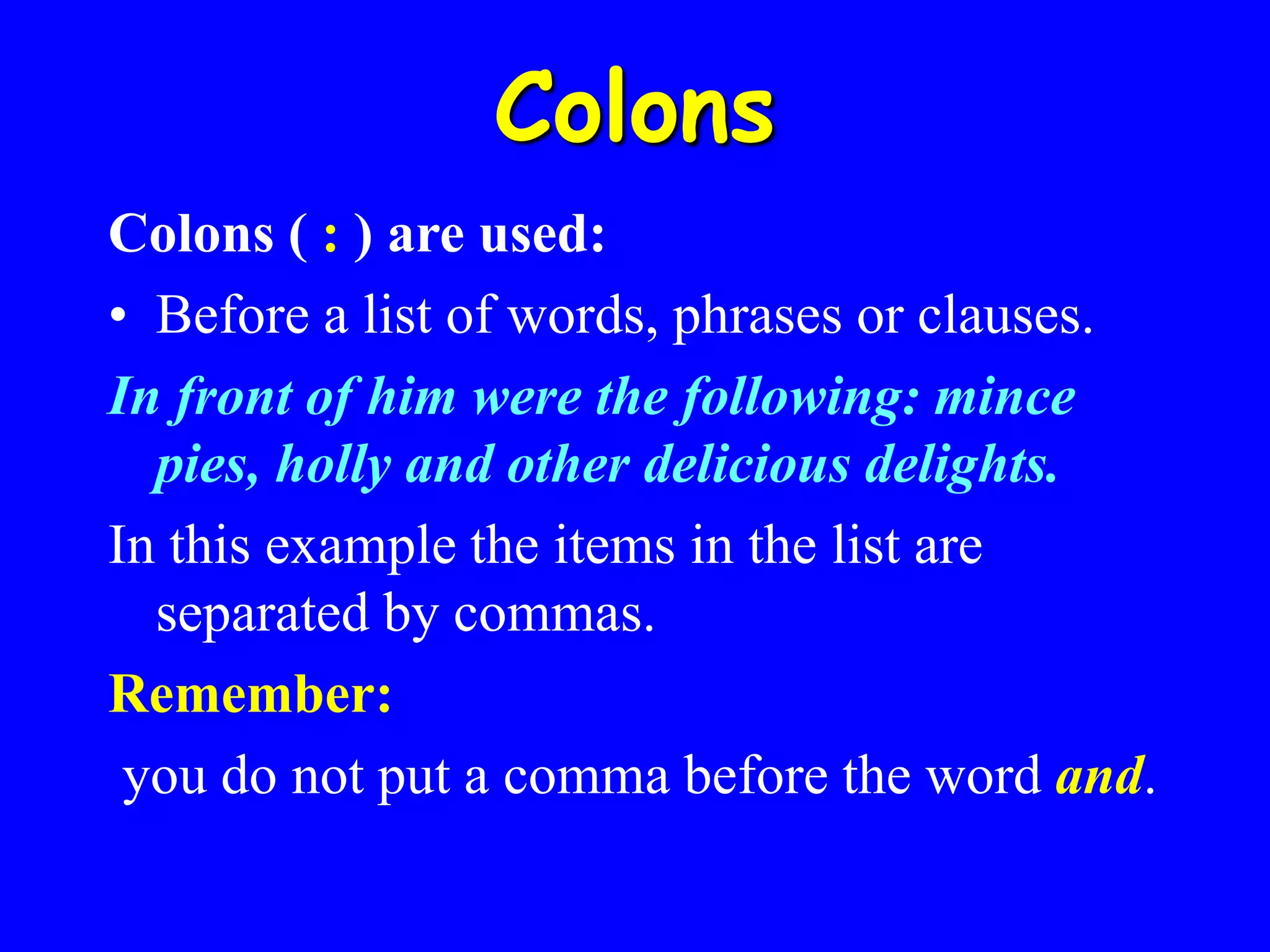 Colons and semicolons | PPT