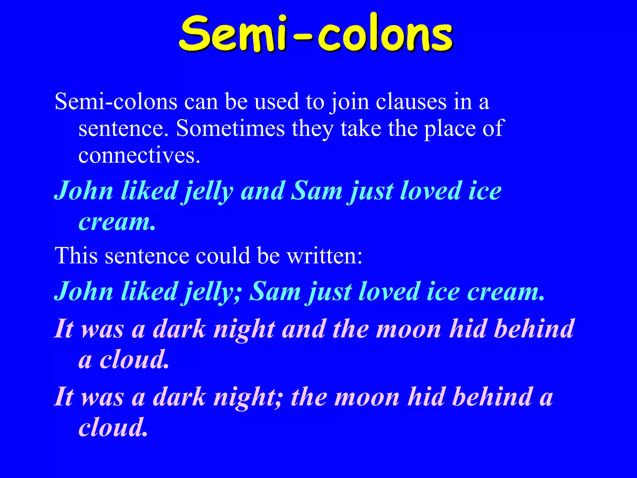 Colons and semicolons | PPT