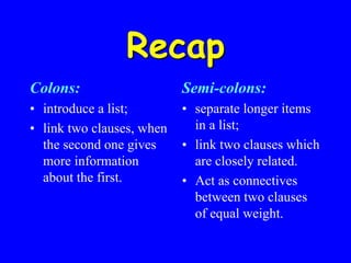 Colons and semicolons | PPT