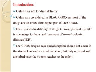 Colon specific drug delivery | PPT
