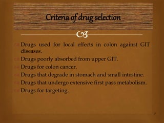 Colon targeted drug delivery | PPTX