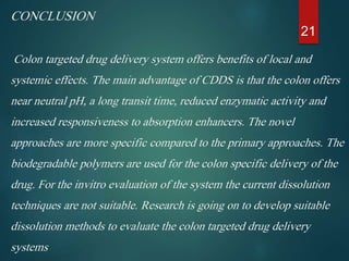 Colon targeted drug delivery | PPTX | Chemistry | Science