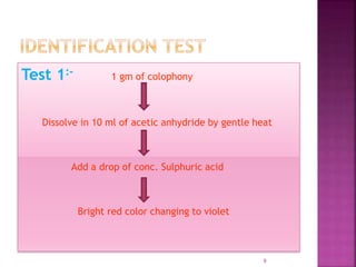 Pharmacognosy of Colophony | PPTX