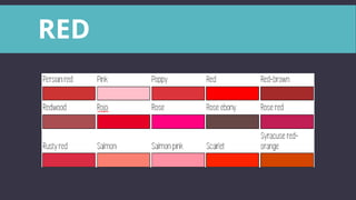 Colors and their variations, hues, names | PPTX