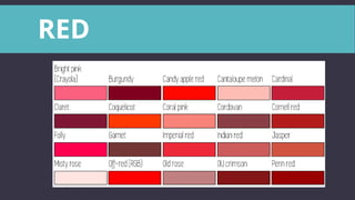 Colors and their variations, hues, names | PPTX