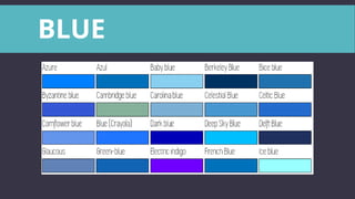 Colors and their variations, hues, names | PPTX