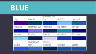 Colors and their variations, hues, names | PPTX