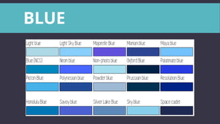 Colors and their variations, hues, names | PPT