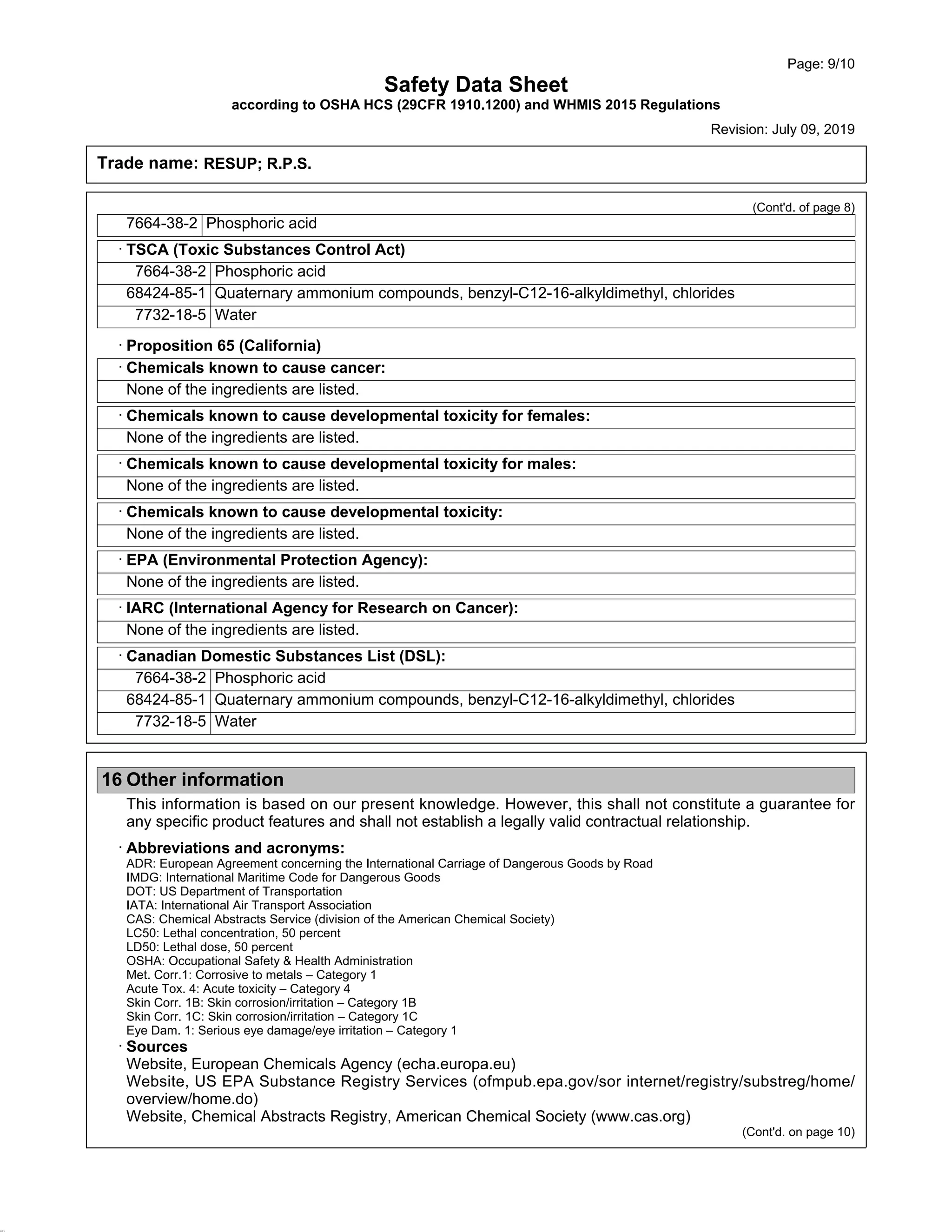 Colorado Water Purification Clack Resup RPS NA Safety Data Sheet | PDF ...