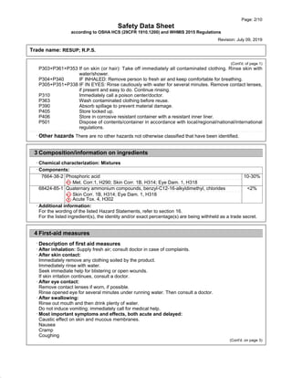 Colorado Water Purification Clack Resup RPS NA Safety Data Sheet | PDF