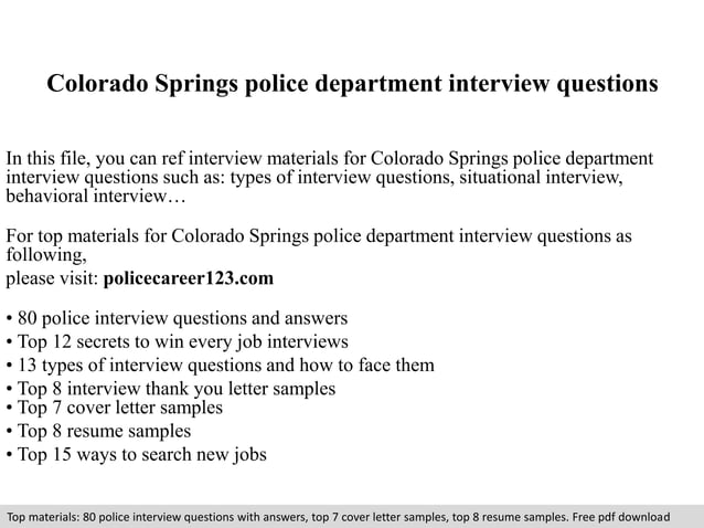 Colorado springs police department interview questions | PPTX