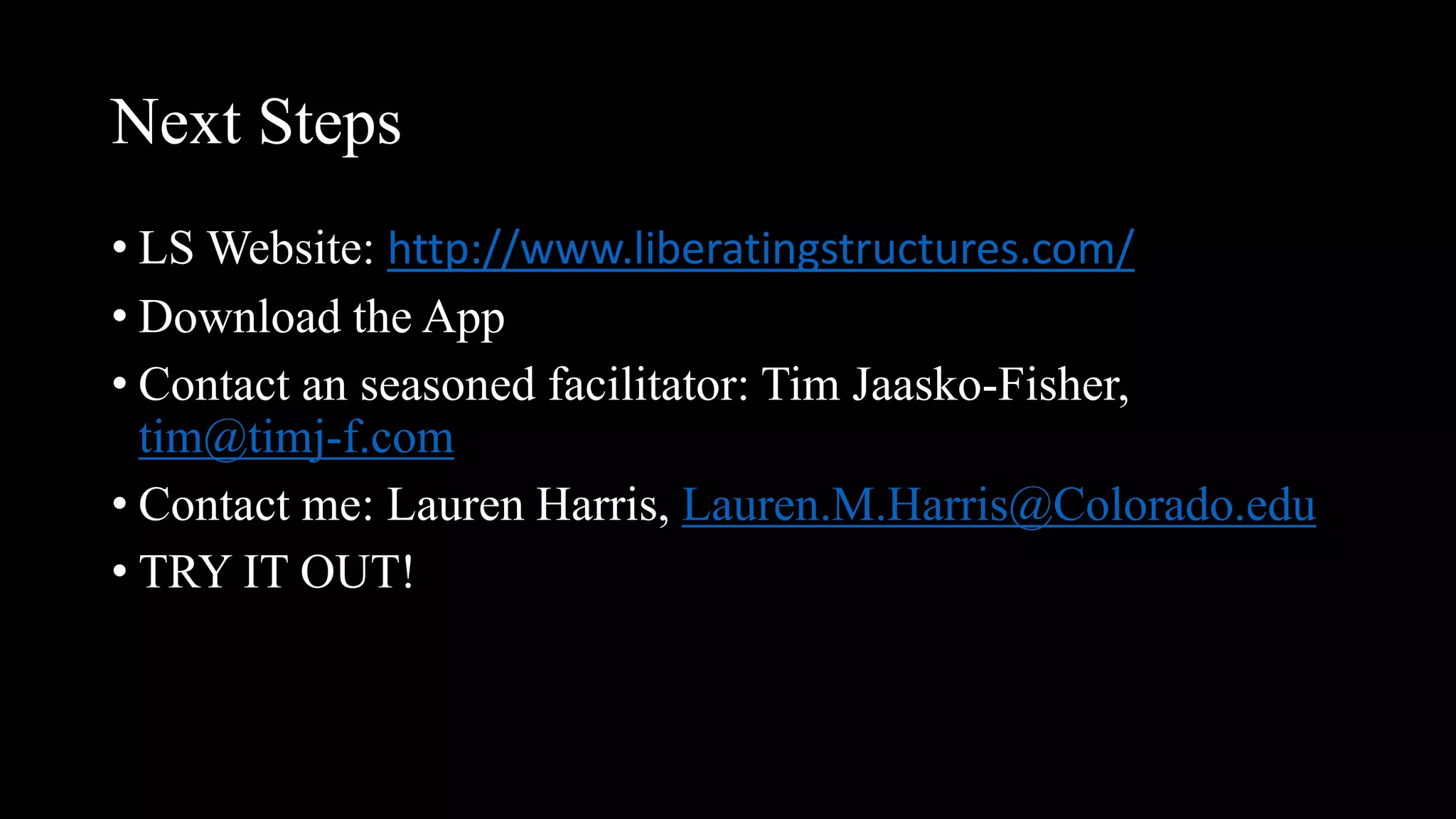 Expand Your Facilitation Skills with Liberating Structures | PDF