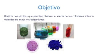 Efecto de los colorantes sobre el crecimiento de los microorganismos | PPTX
