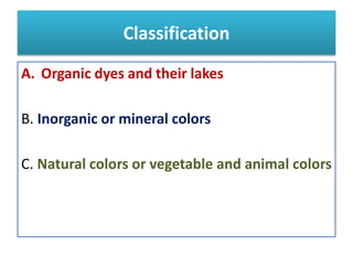 Colorants in Pharmaceutics | PPTX
