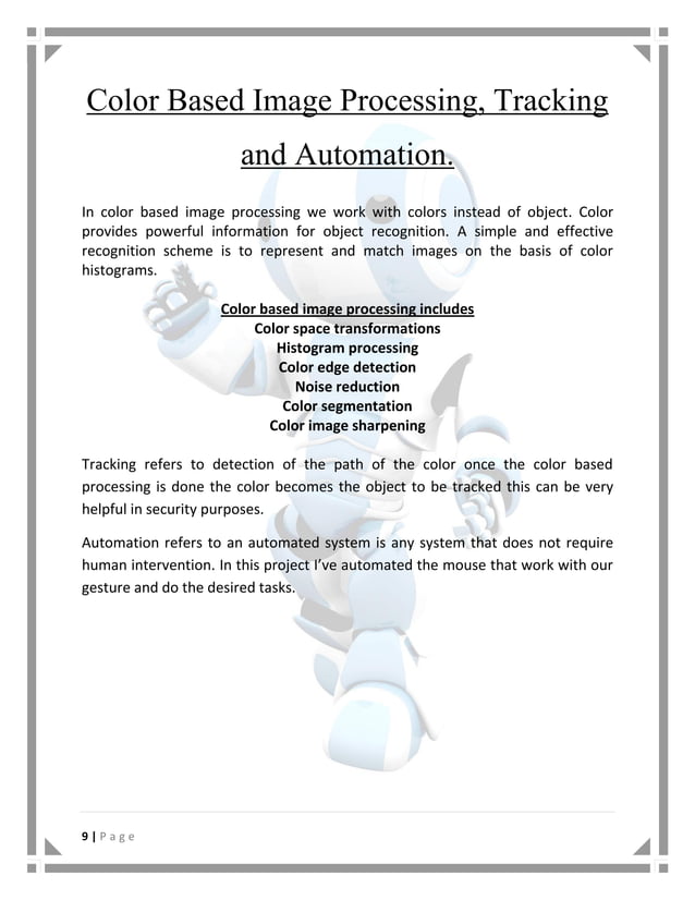 Color based image processing , tracking and automation using matlab ...