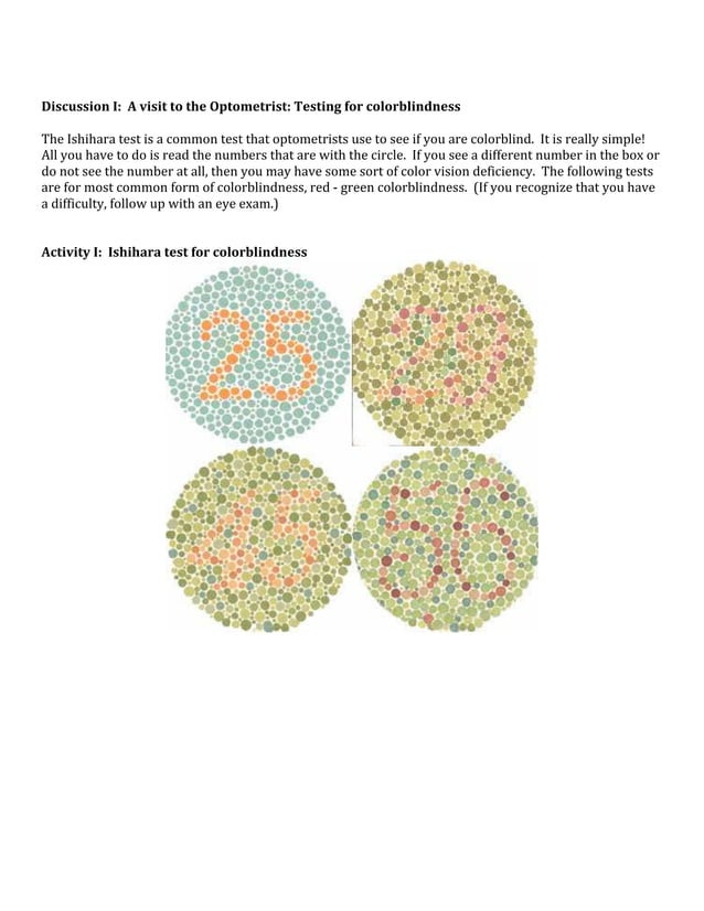Color blindness activity | PDF | Eye and Vision Conditions | Diseases ...
