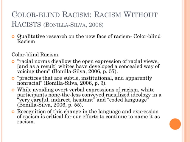 Color blind racism 2013 | PPTX