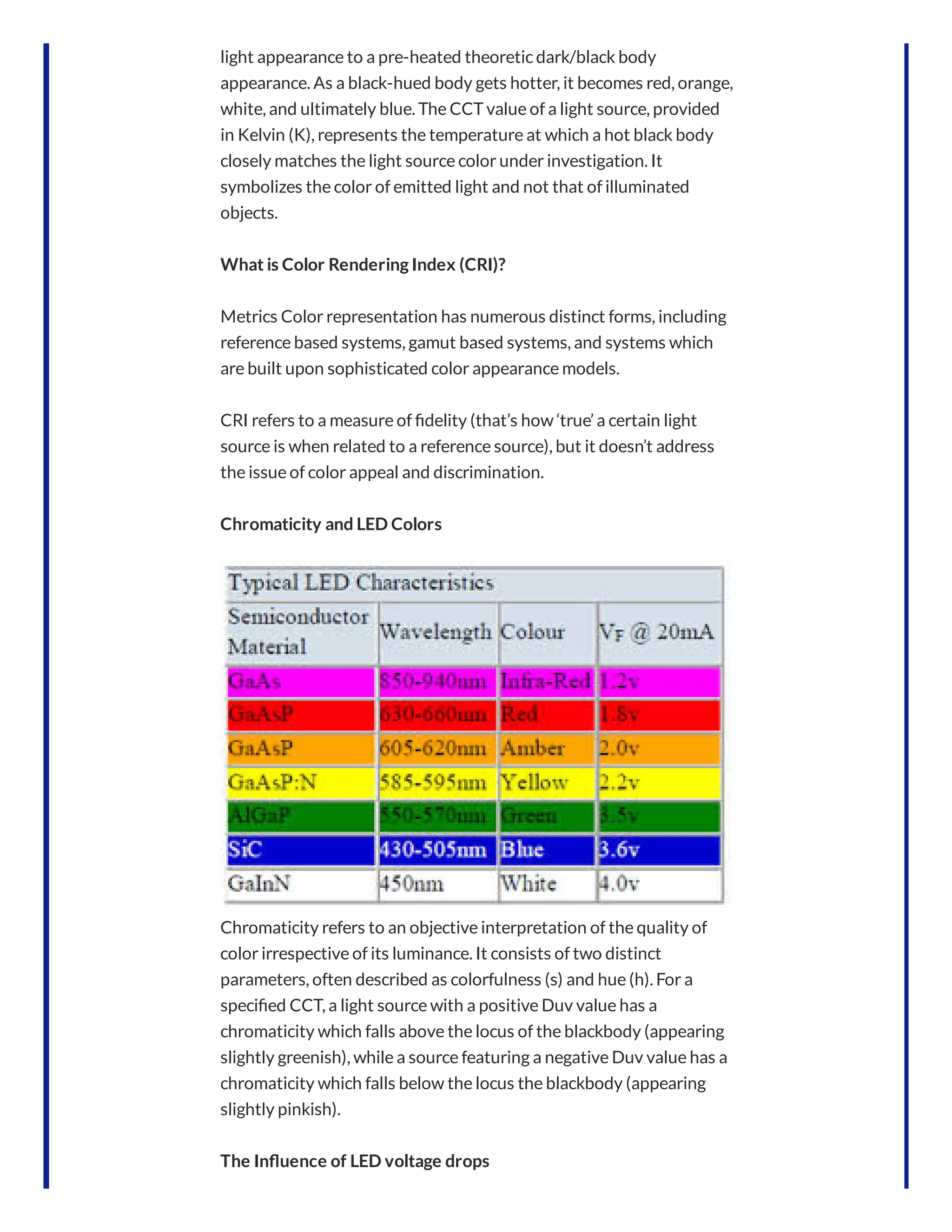 Color characteristics of leds | PDF